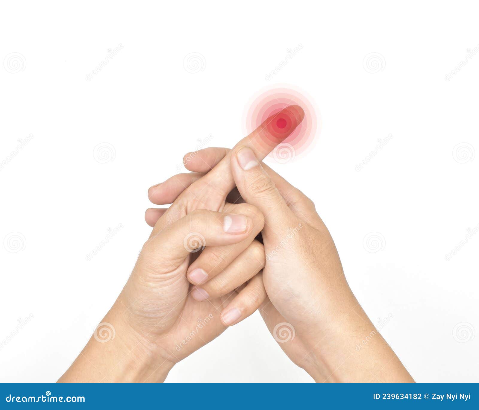 Inflammation of Asian Man Pointing Finger and Hand. Concept of ...
