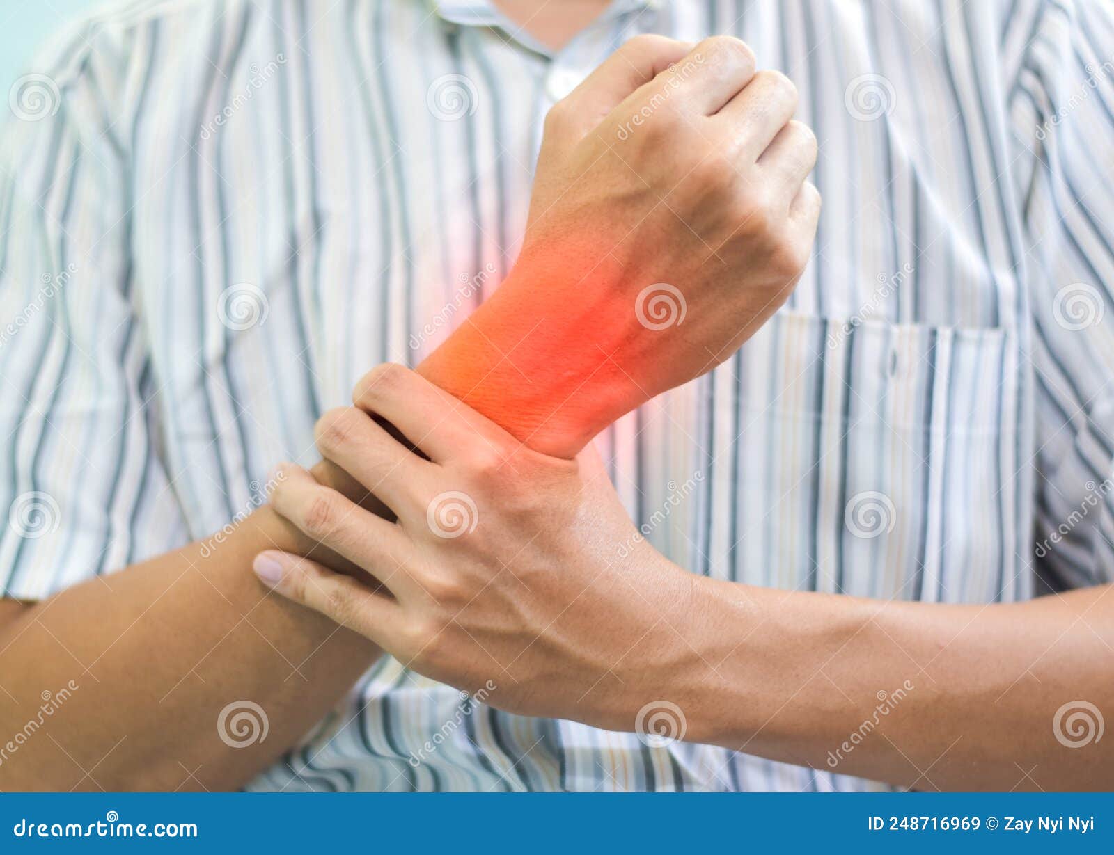 Inflammation of Asian Man Wrist Joint. Concept of Joint Pain and Hand ...