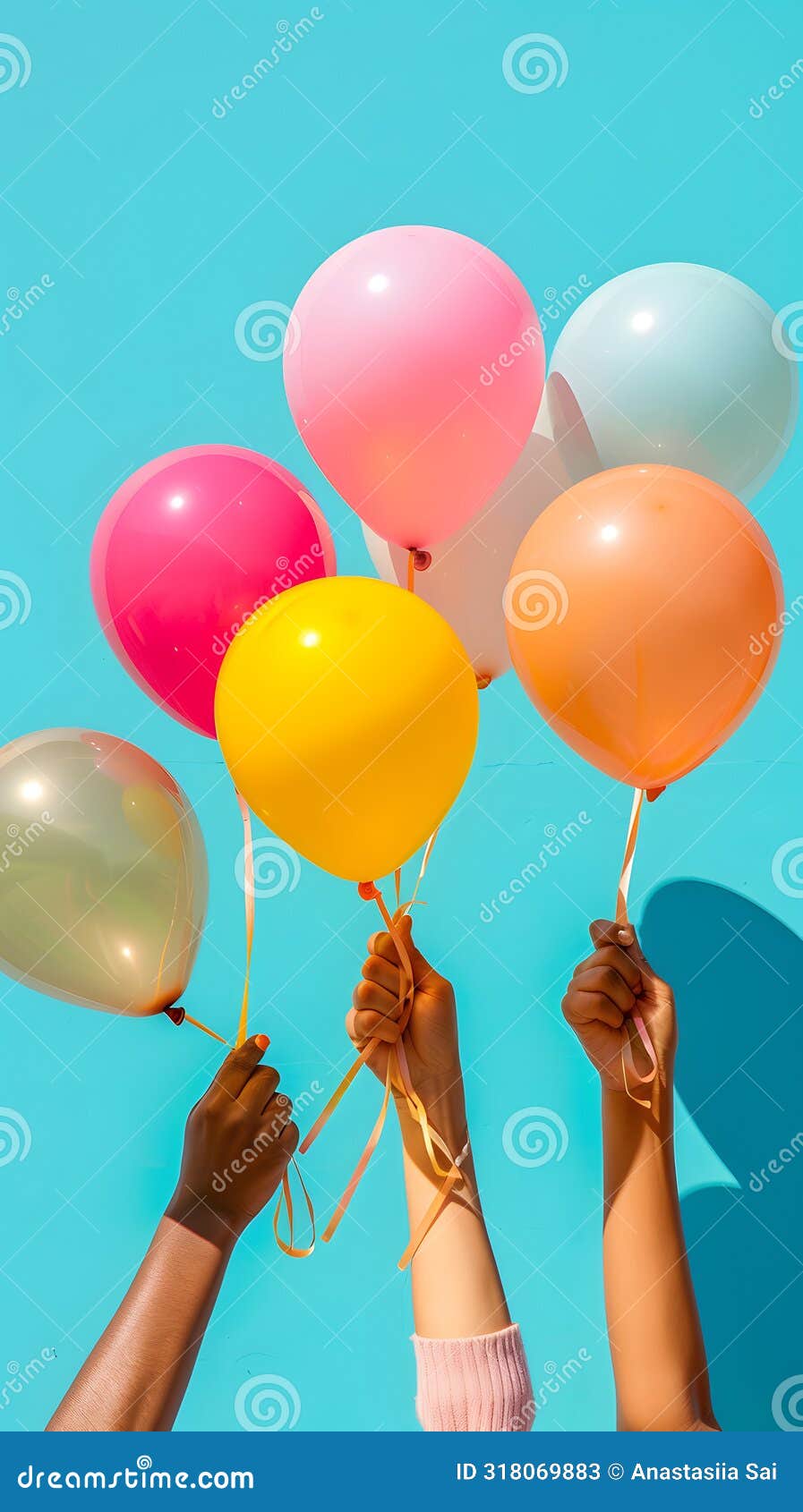 Inflatable Balloons in Hands Stock Illustration - Illustration of bulb ...