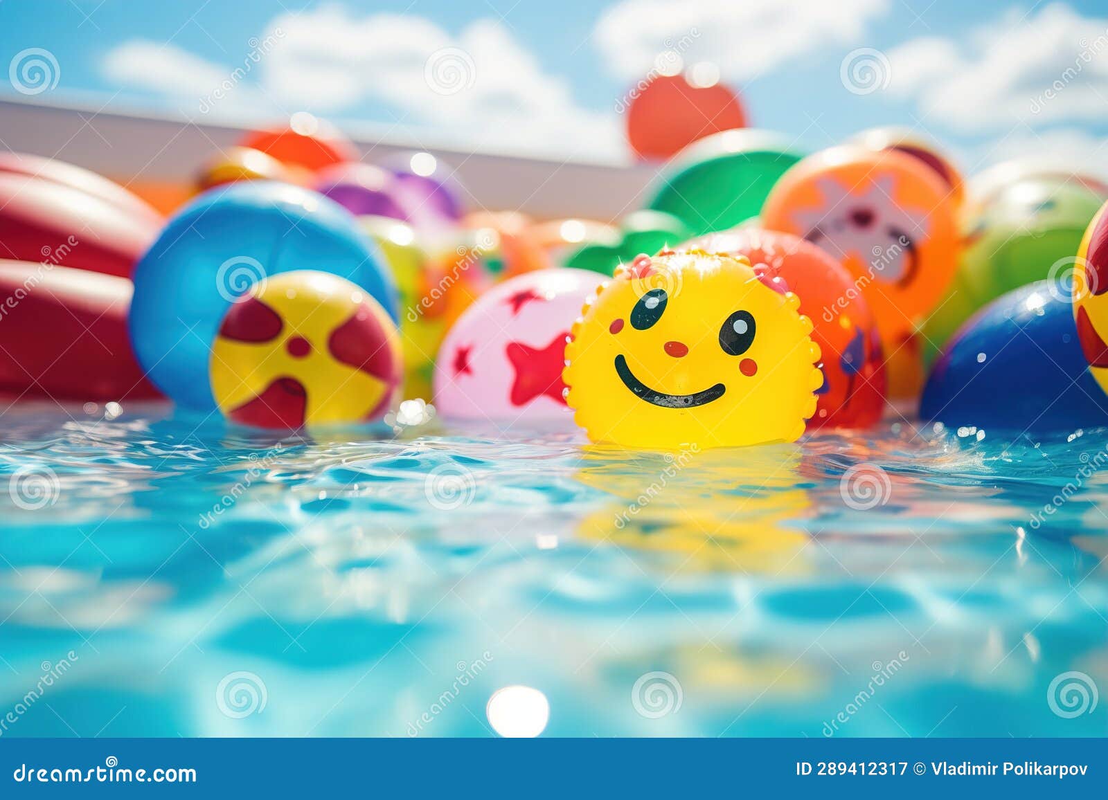 Inflatable Balls Float in Pool Stock Image - Image of party, rubber ...