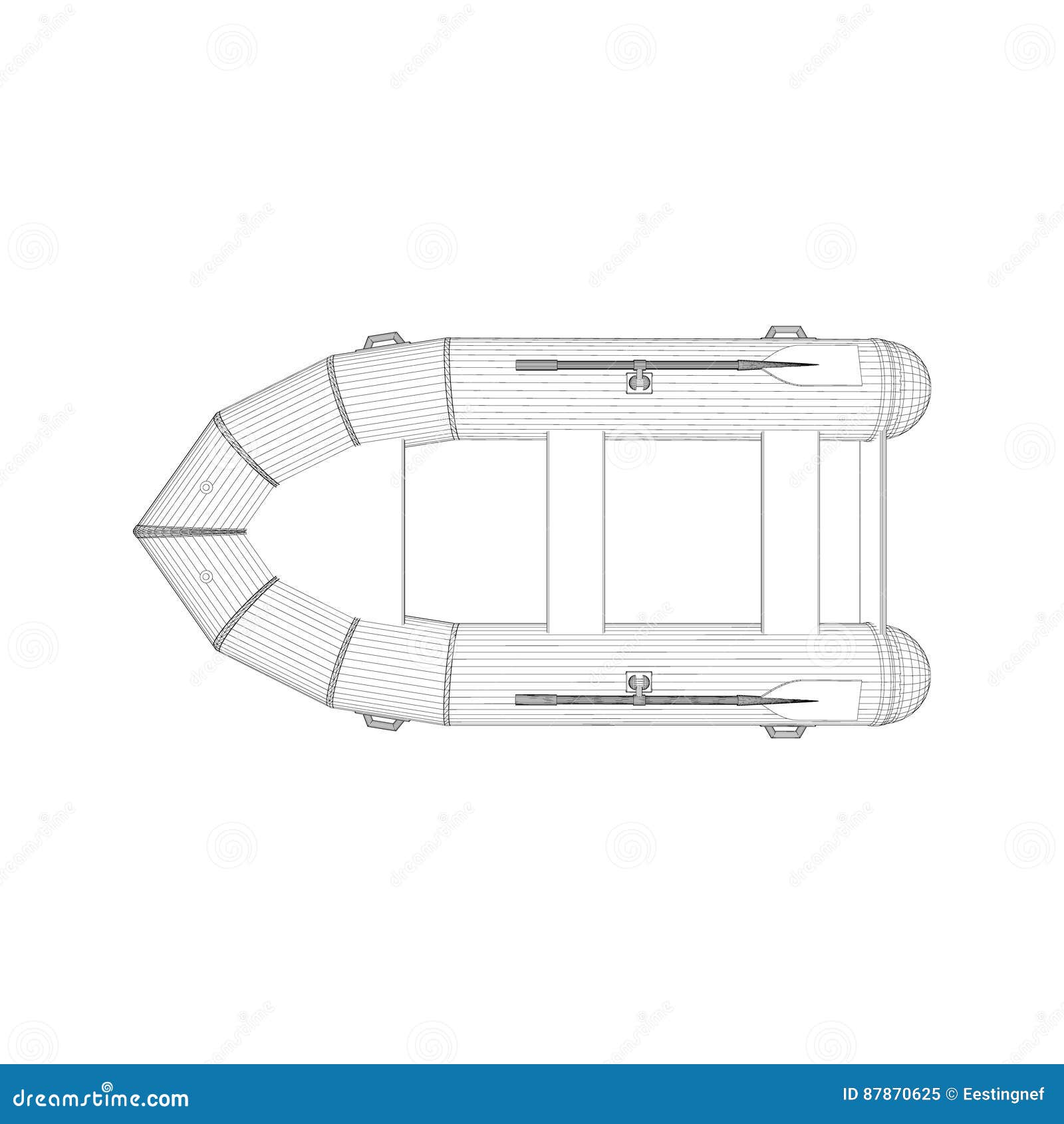 Inflatable Boat.3d Vector Outline Illustration. Top View. Stock Vector ...