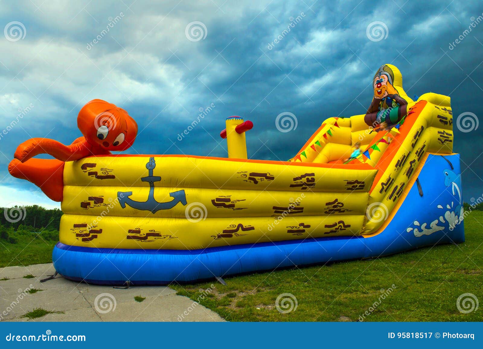 Inflatable boat for a kids stock image. Image of young - 95818517