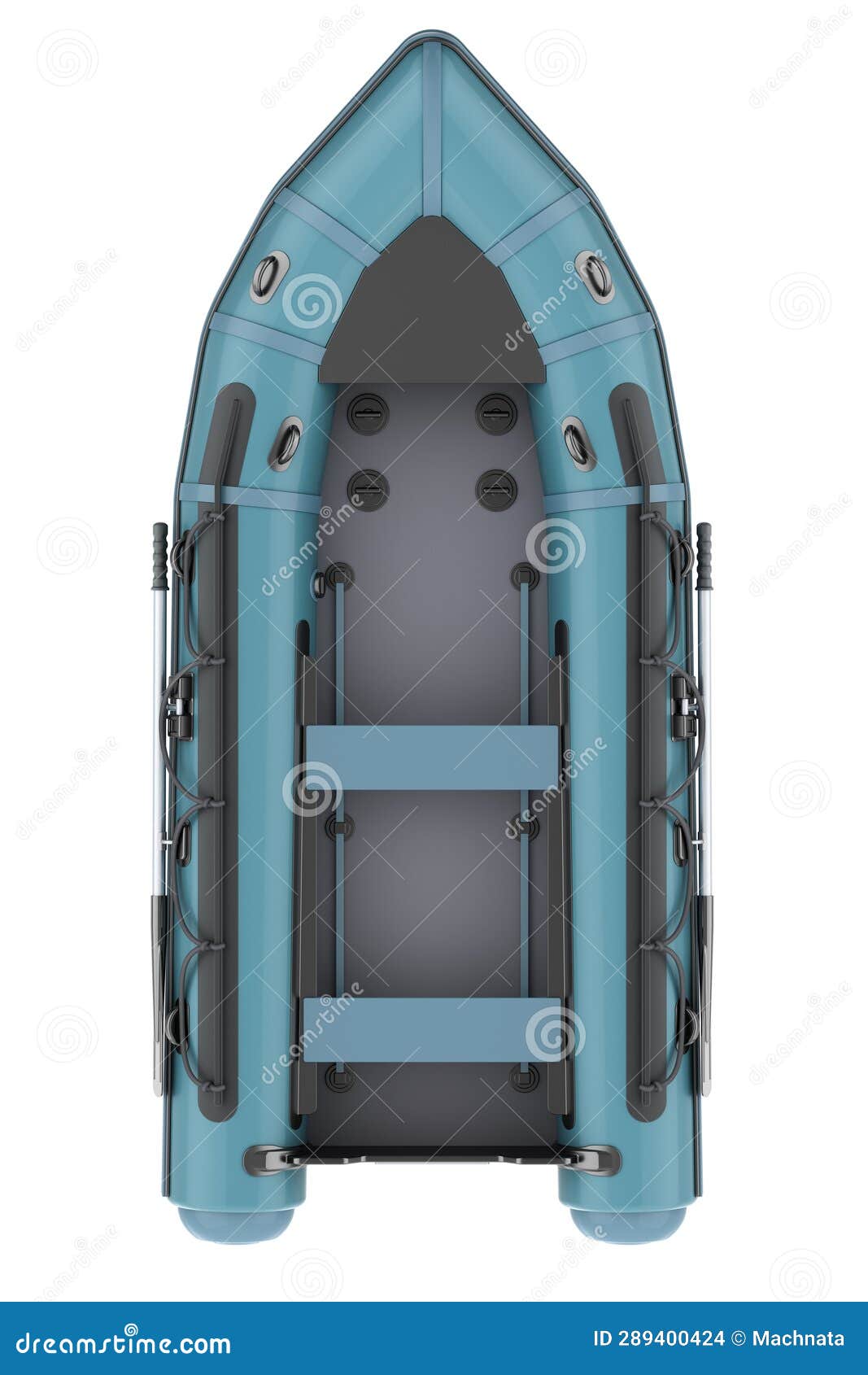 Inflatable Boat, Lightweight Boat, Top View. 3D Rendering Stock ...