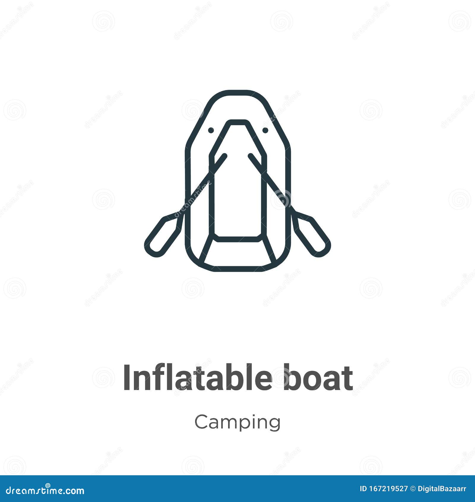 Inflatable Boat Outline Vector Icon. Thin Line Black Inflatable Boat ...