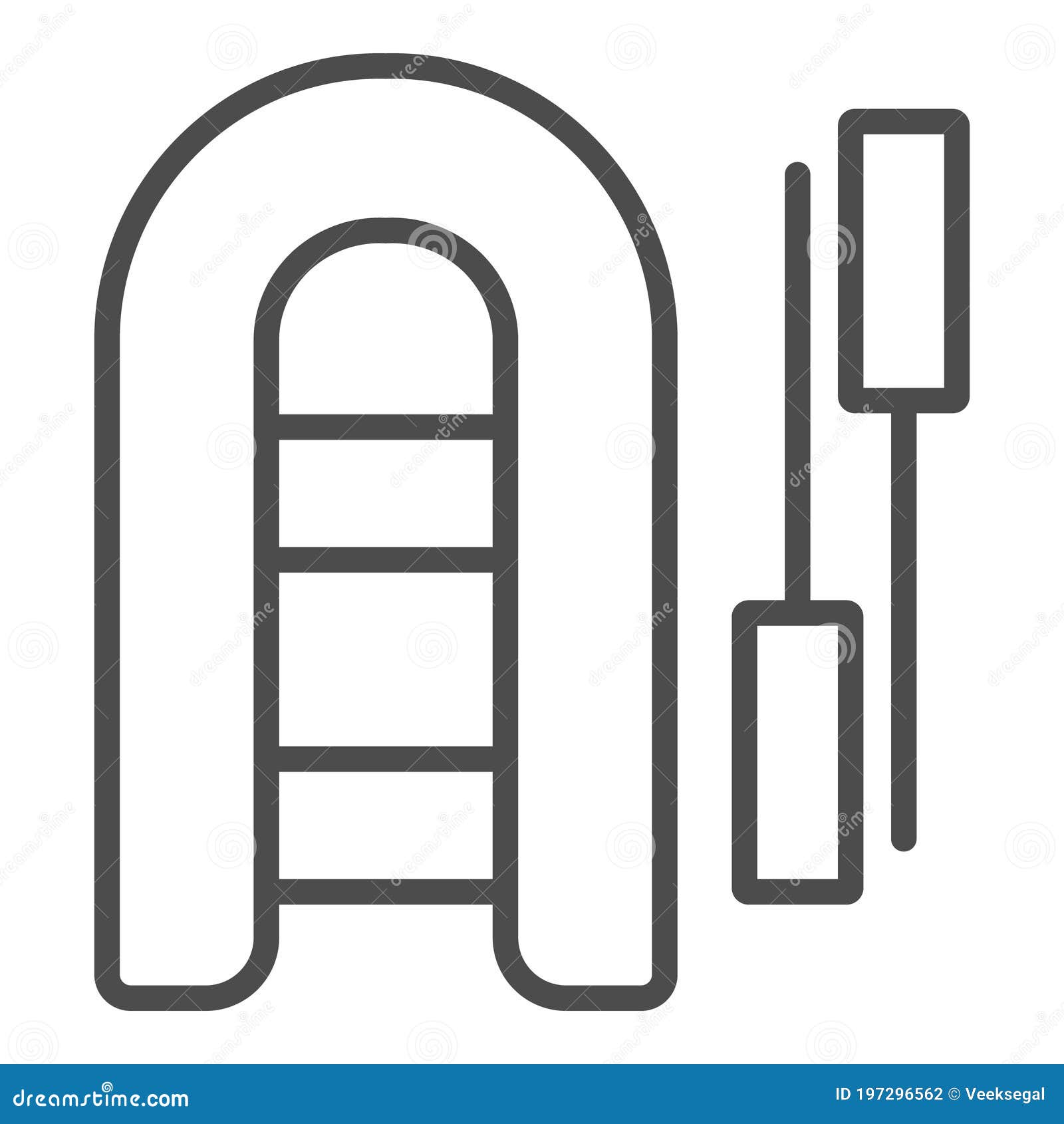 Inflatable Boat Outline Vector Icon. Thin Line Black Inflatable Boat ...