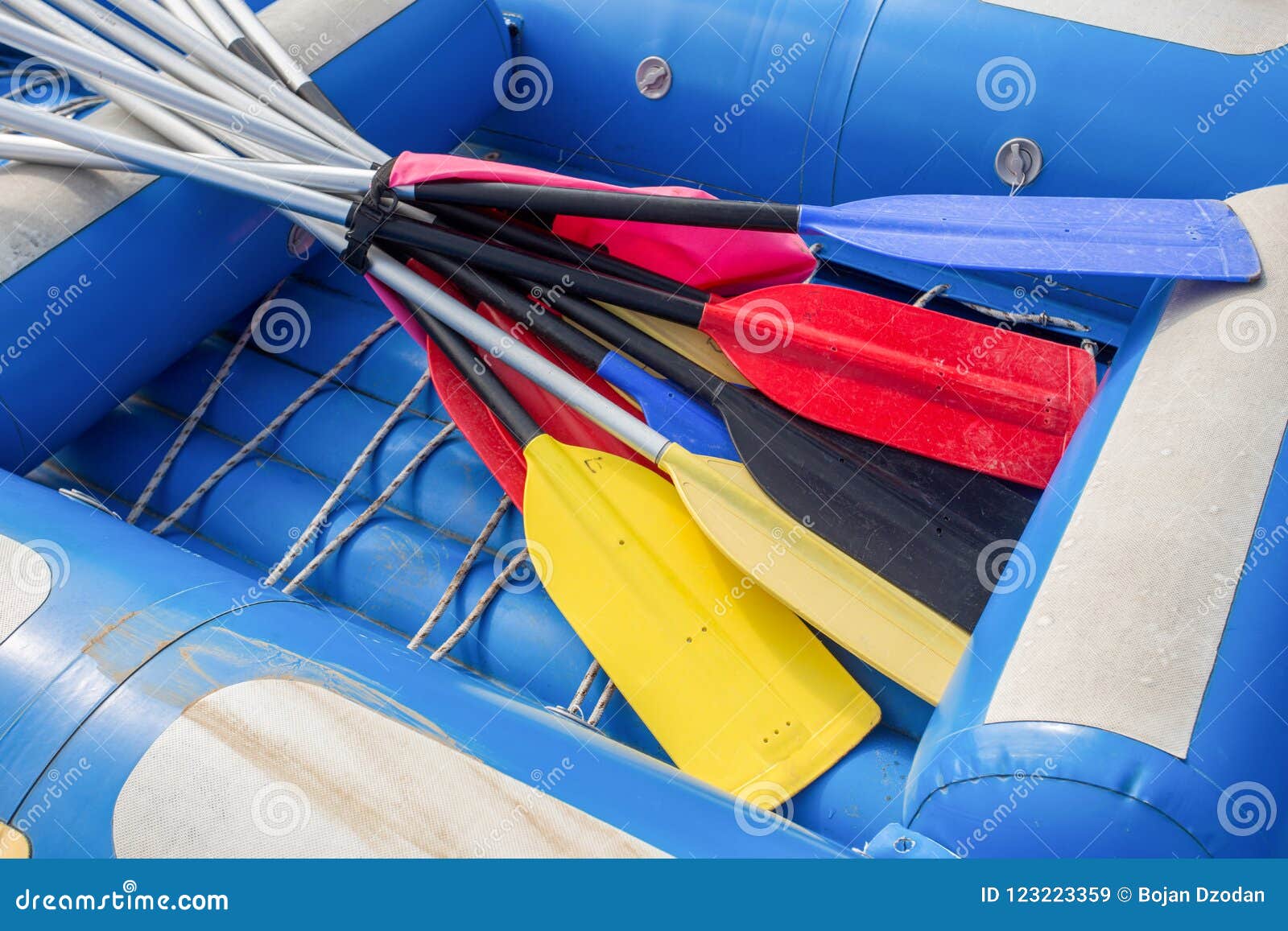 Inflatable Boat and Paddles Stock Image - Image of paddles, rafting ...