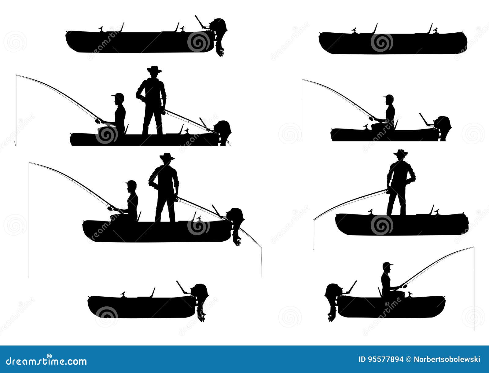 Anglers Silhouettes Stock Illustrations – 3 Anglers Silhouettes Stock ...