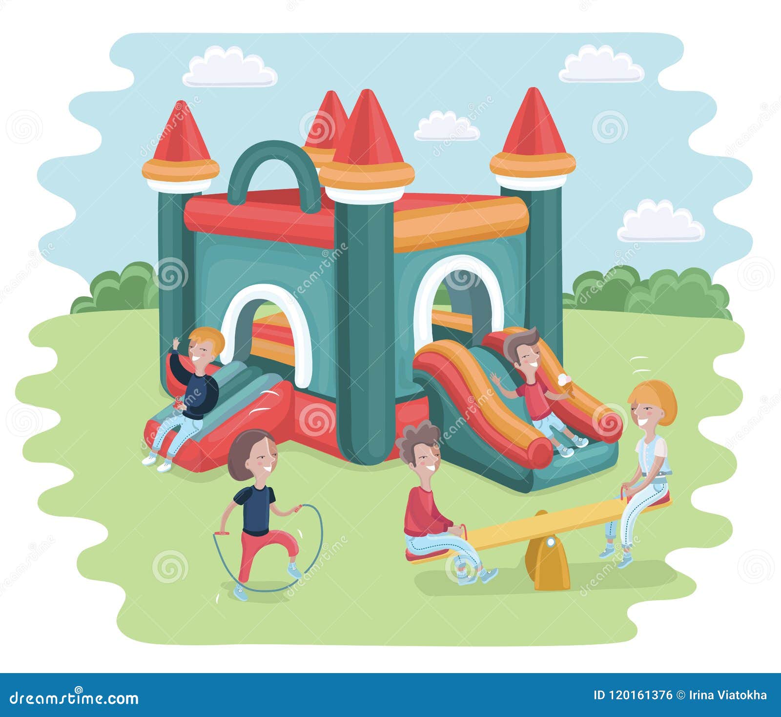Inflatable Castle Trampoline. Vector Flat Cartoon Illustration Stock ... Inflatable Castle Trampoline. Vector Flat Cartoon Illustration Stock ...