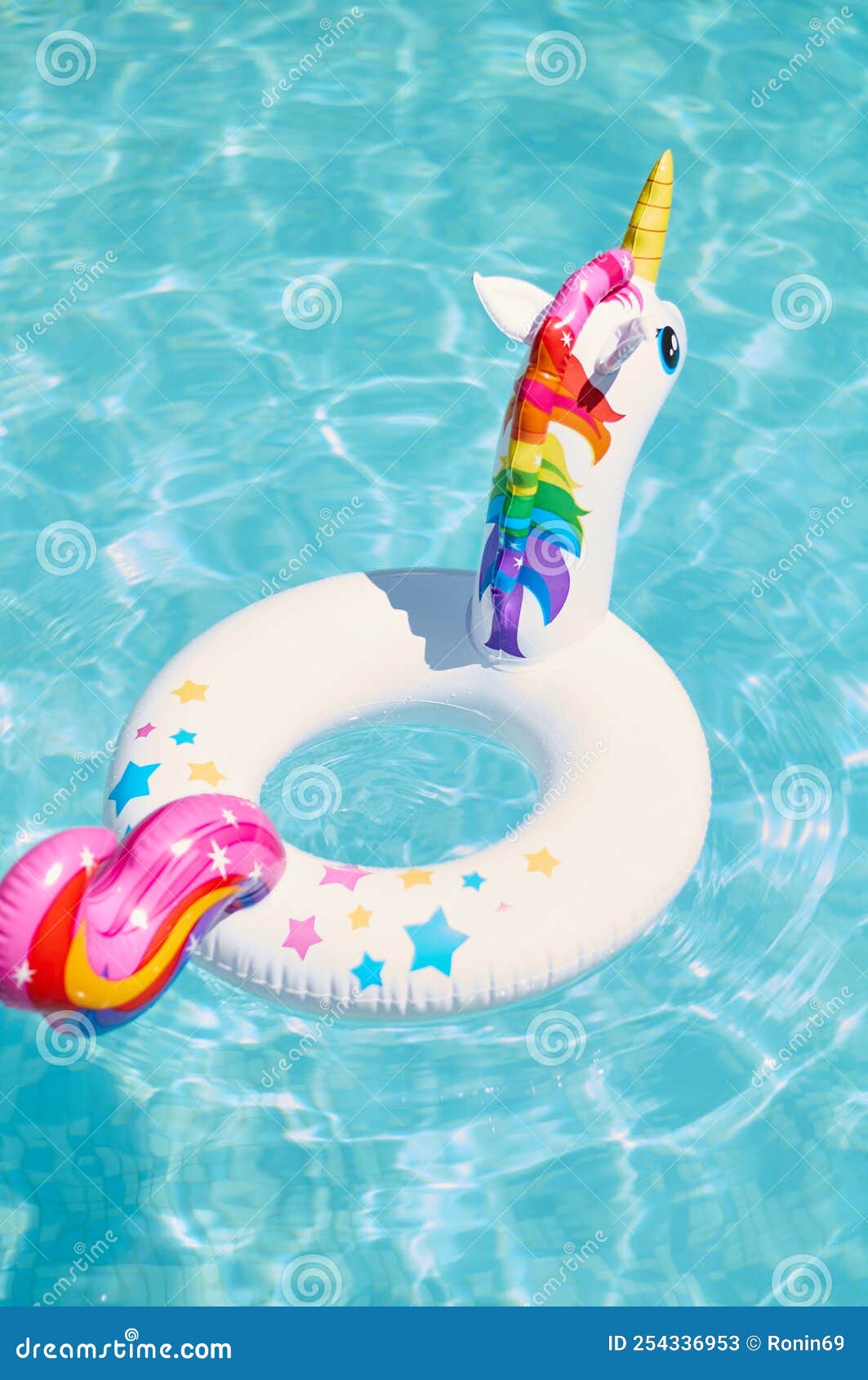 Inflatable Circle in the Form of a Unicorn in the Pool Stock Image ...