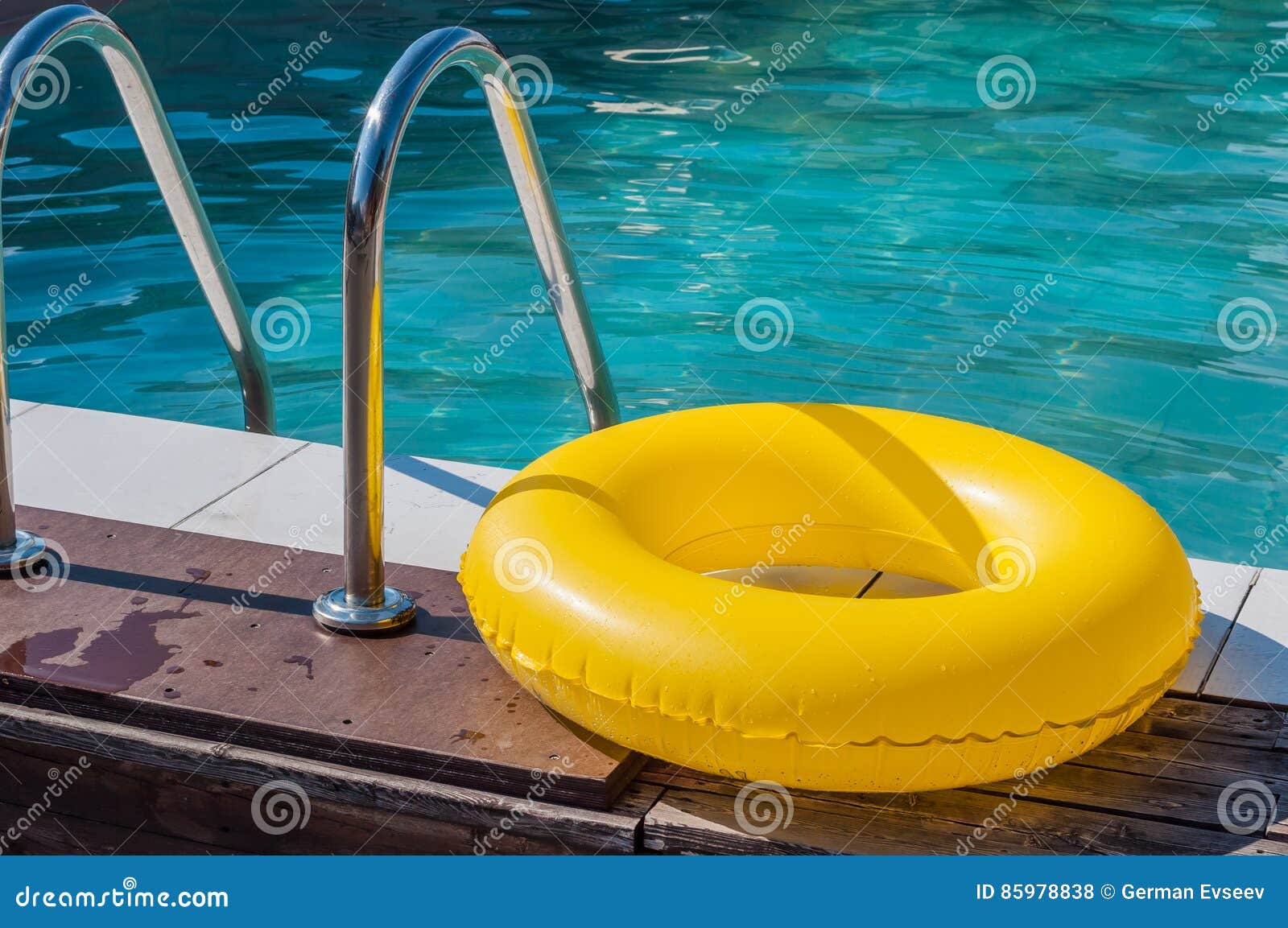 Inflatable Circle Lies on the Edge of the Pool Stock Photo - Image of ...