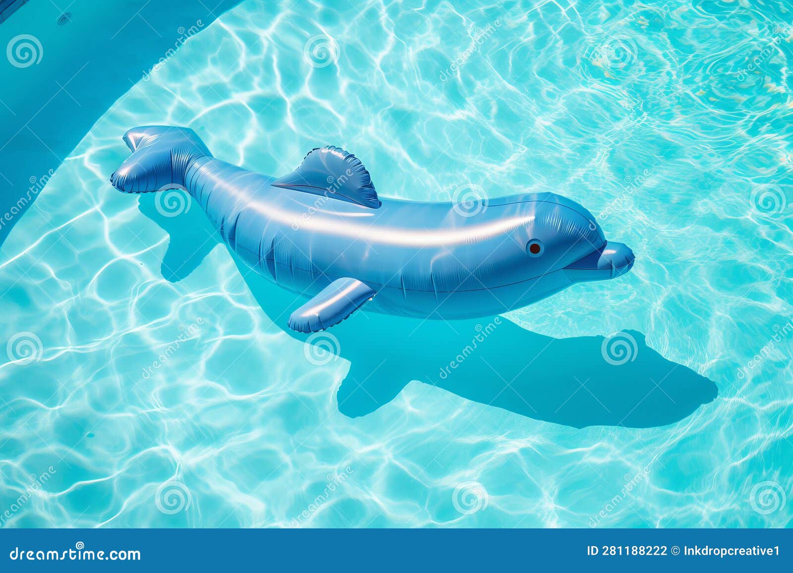 Inflatable Dolphin Swimming Pool Float. Summer Vacation Stock ...
