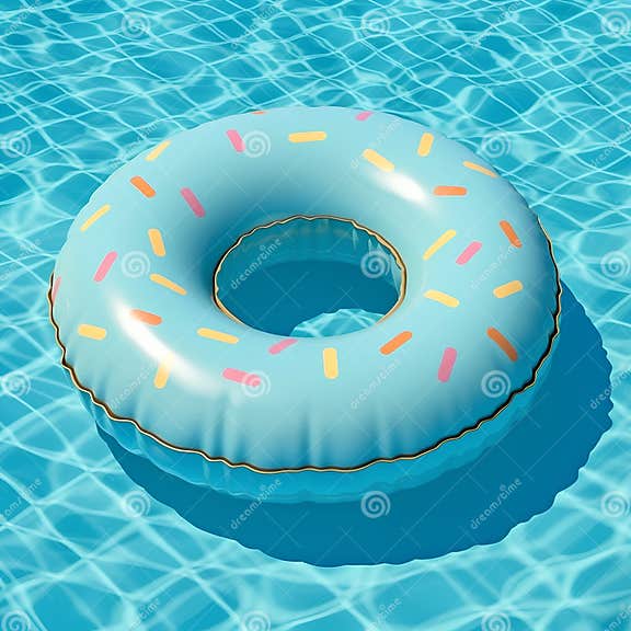 Inflatable Donut Floating in Swimming Pool, 3d Render Stock ...