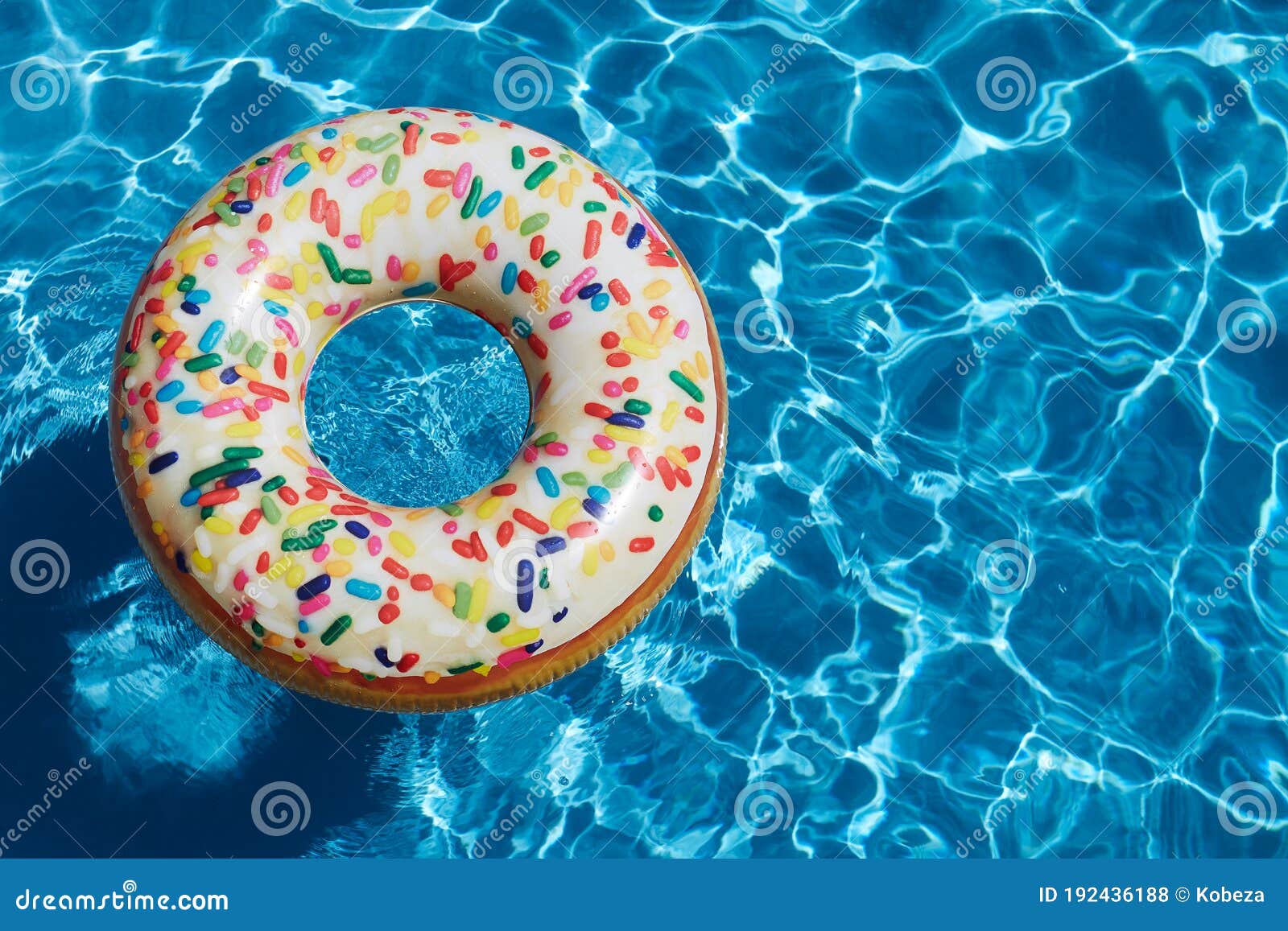 Inflatable Donut Ring in Blue Swimming Pool Stock Photo - Image of pool ...
