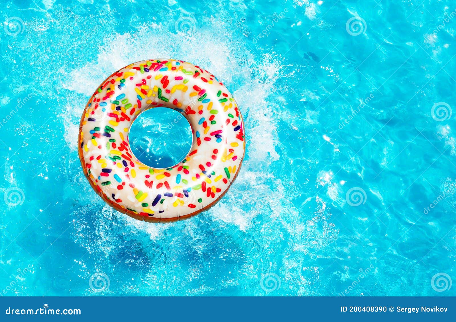 Inflatable Doughnut Buoy Splash in a Pool Top View Stock Photo - Image ...