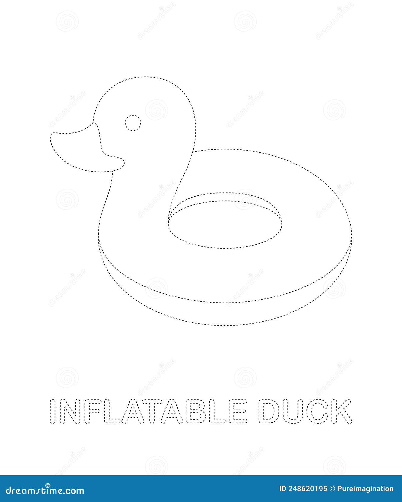 Inflatable Duck Tracing Worksheet for Kids Stock Vector - Illustration ...