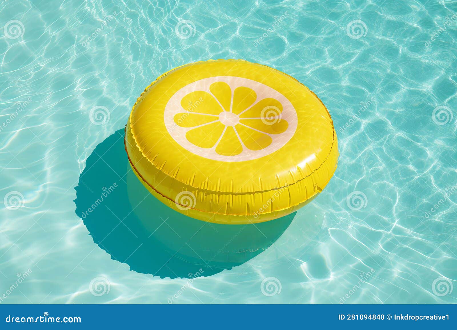 Inflatable Lemon Slice Swimming Pool Float. Summer Vacation Stock ...