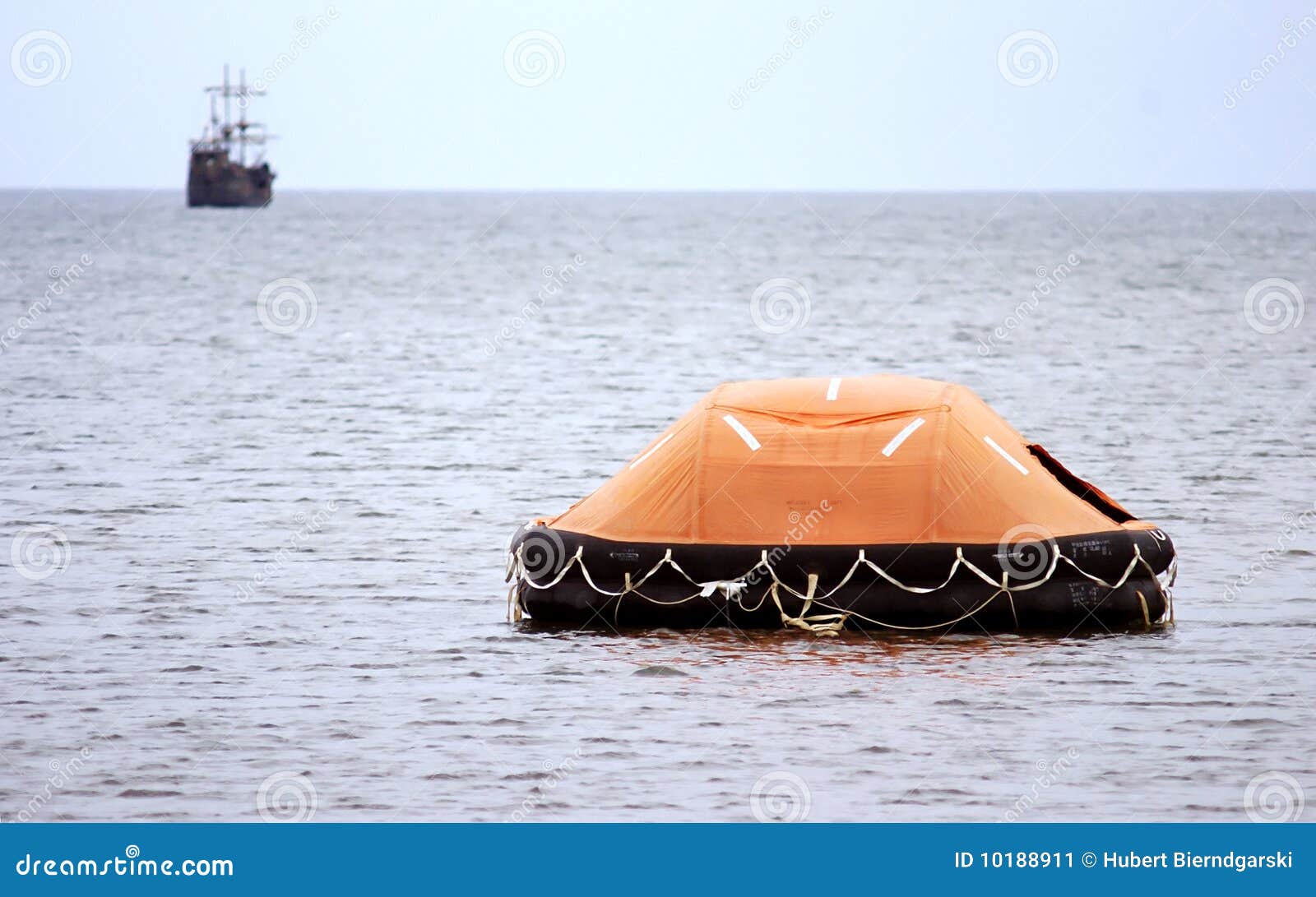 Inflatable Lifeboat Capsules On A Retired Aircraft Carrier Ship Stock ...