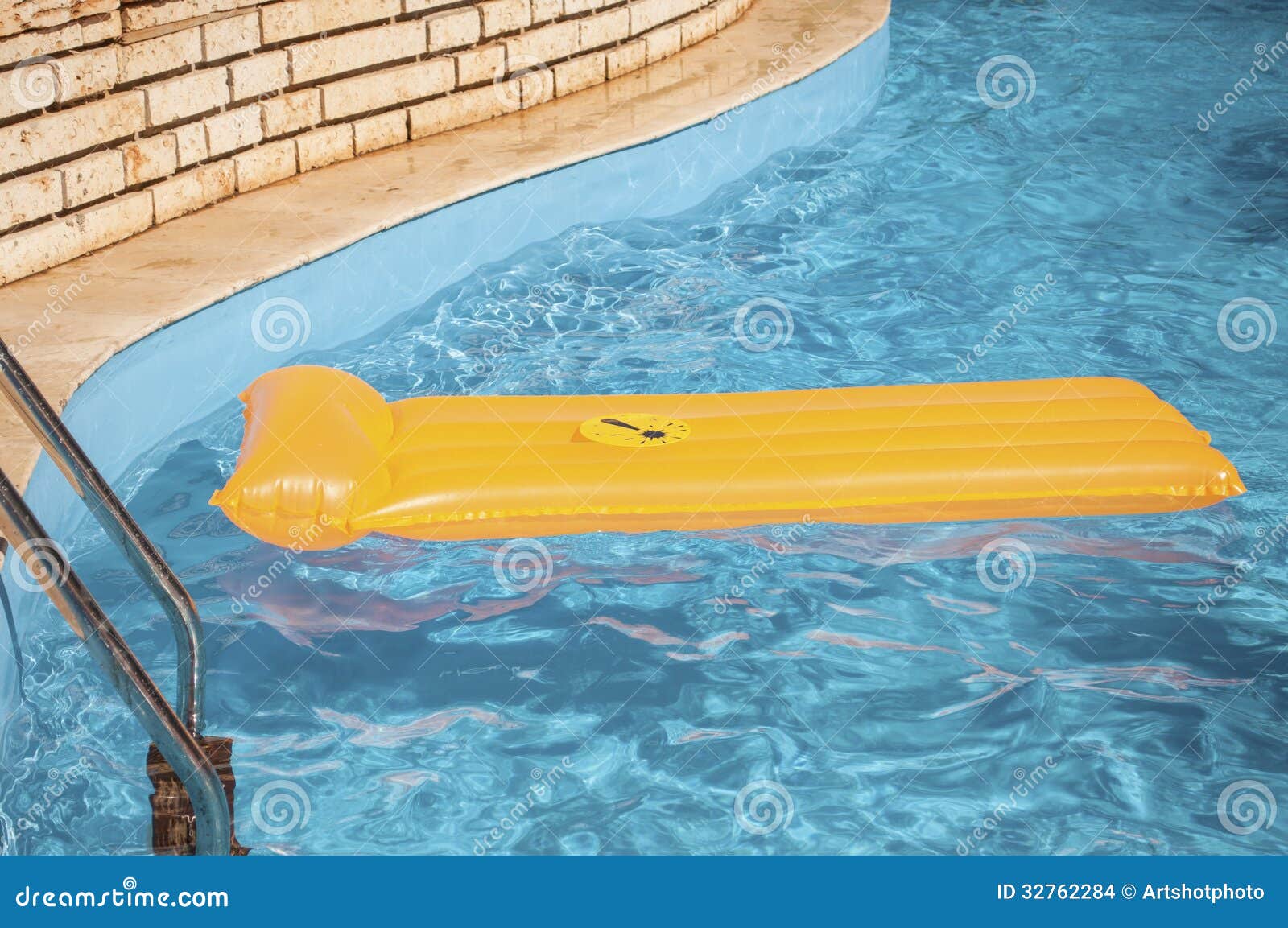 Inflatable Mattress with Exclamation Mark Floating Stock Photo - Image ...