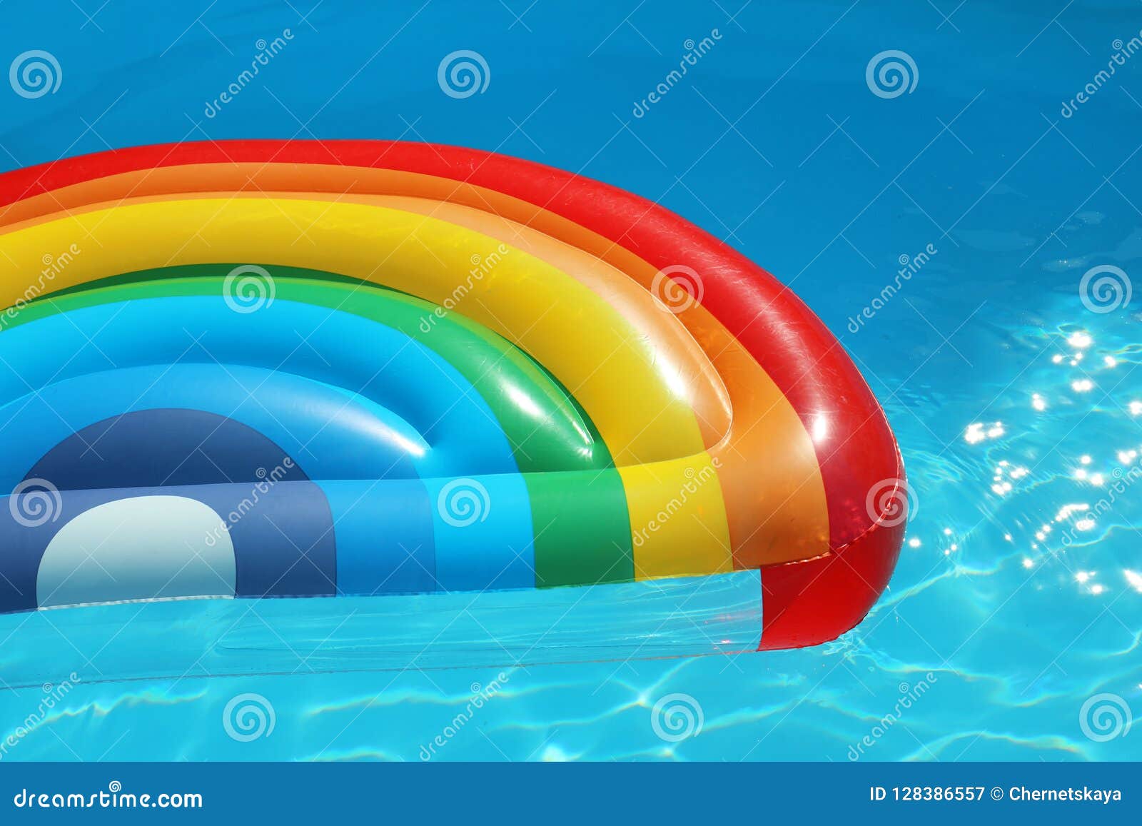 Inflatable Mattress Floating in Swimming Pool Stock Image - Image of ...
