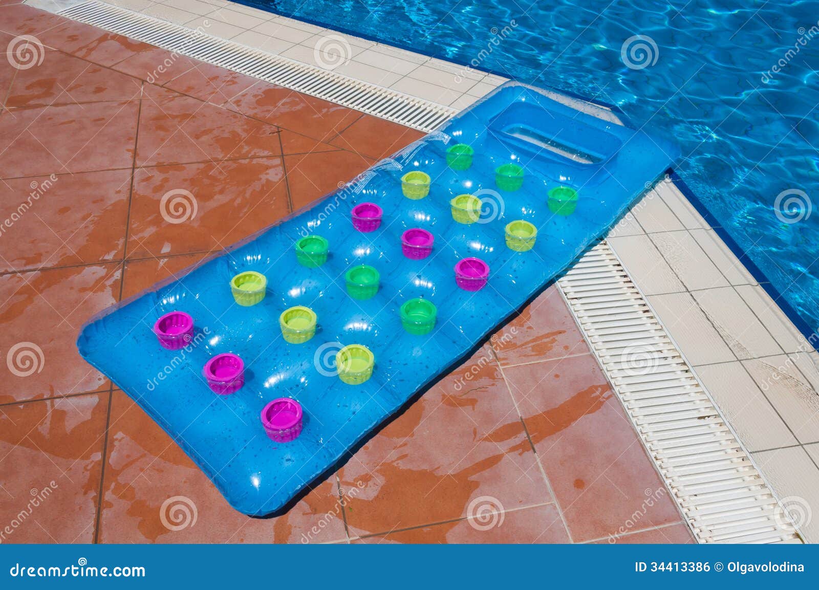 Inflatable Mattress in Pool Stock Photo - Image of summer, tile: 34413386