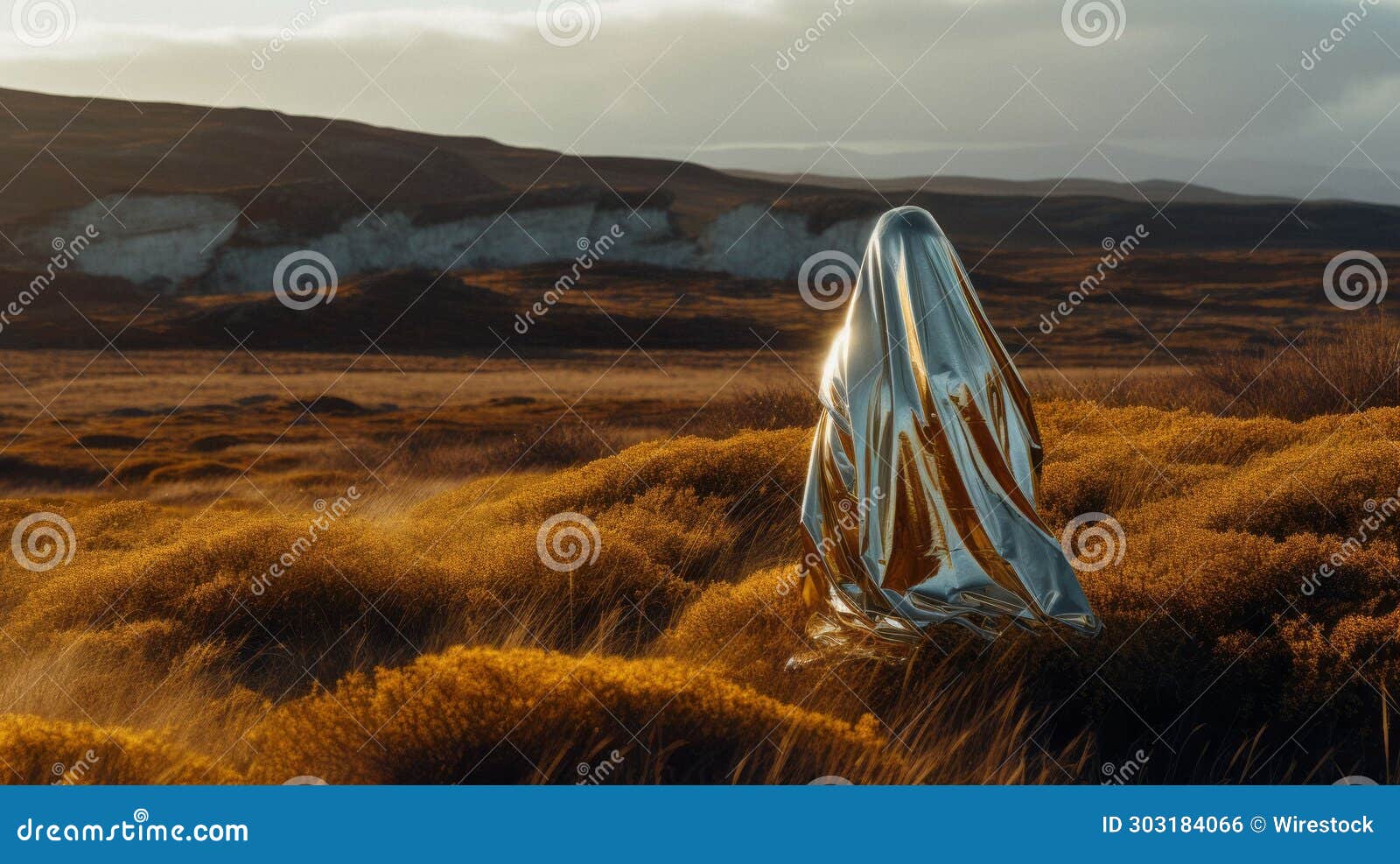An Inflatable Metal Sculpture is Displayed in a Field Stock ...