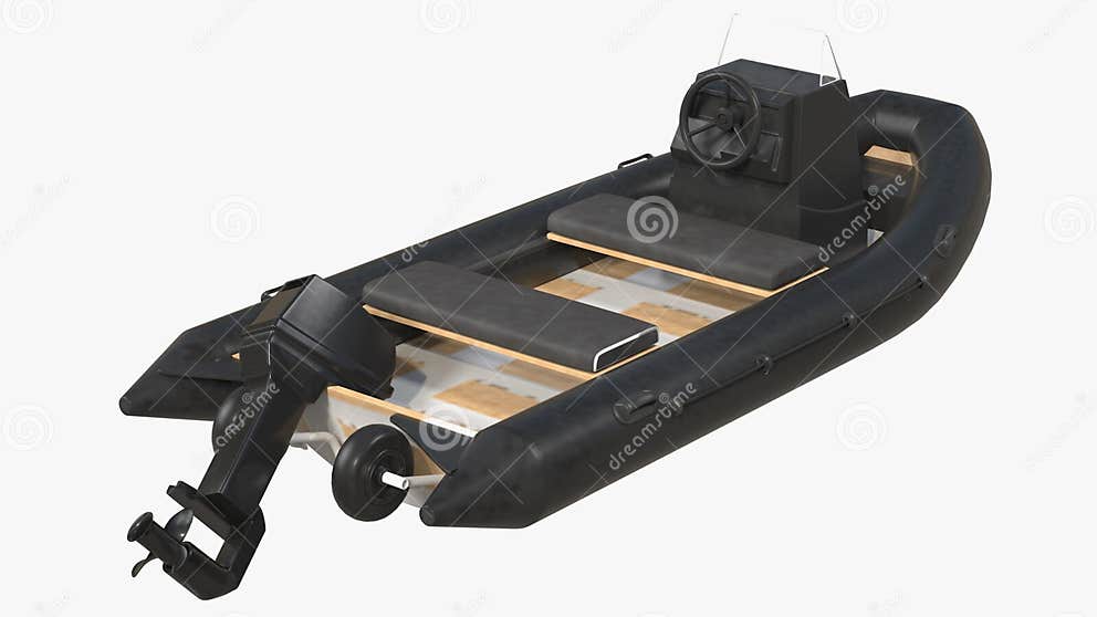 Inflatable Motor Boat with Steering Console and Seats Stock Image ...