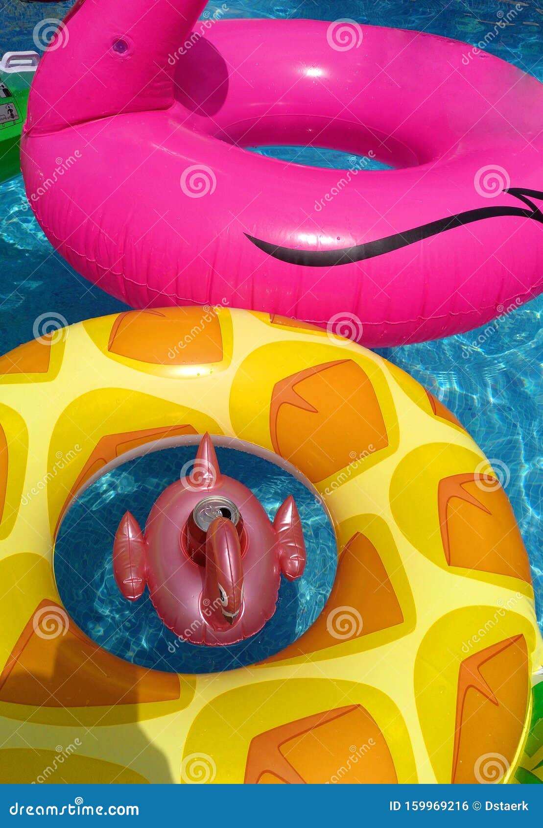 Inflatable Pineapple Ring Floating in Swimming Pool Stock Photo - Image ...