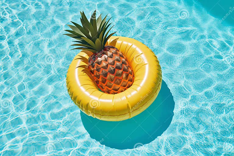 Inflatable Pineapple Swimming Pool Float. Summer Vacation Stock ...