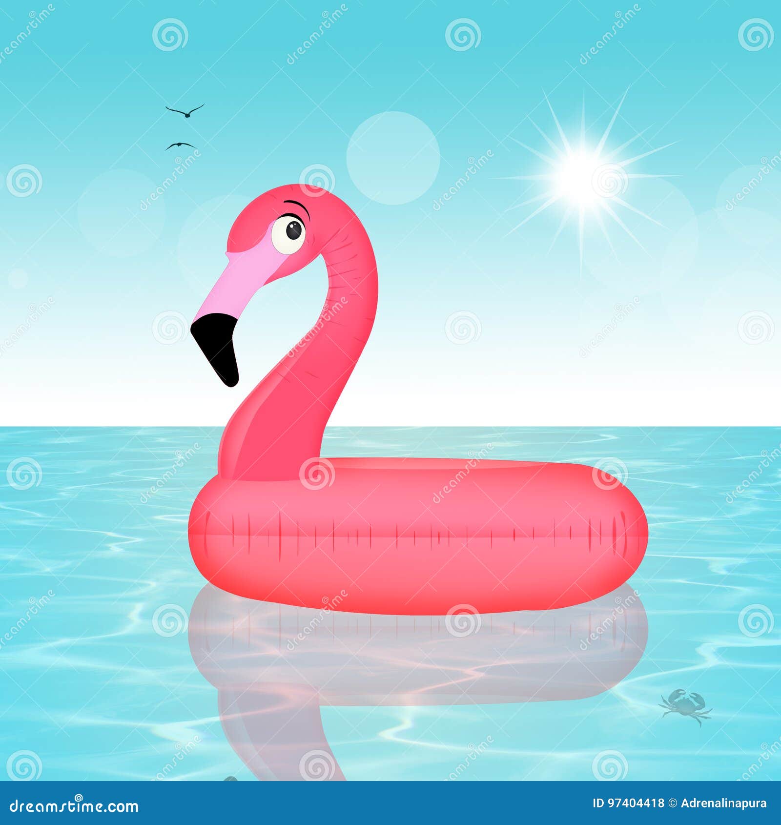 Inflatable pink flamingo stock illustration. Illustration of flamingo ...