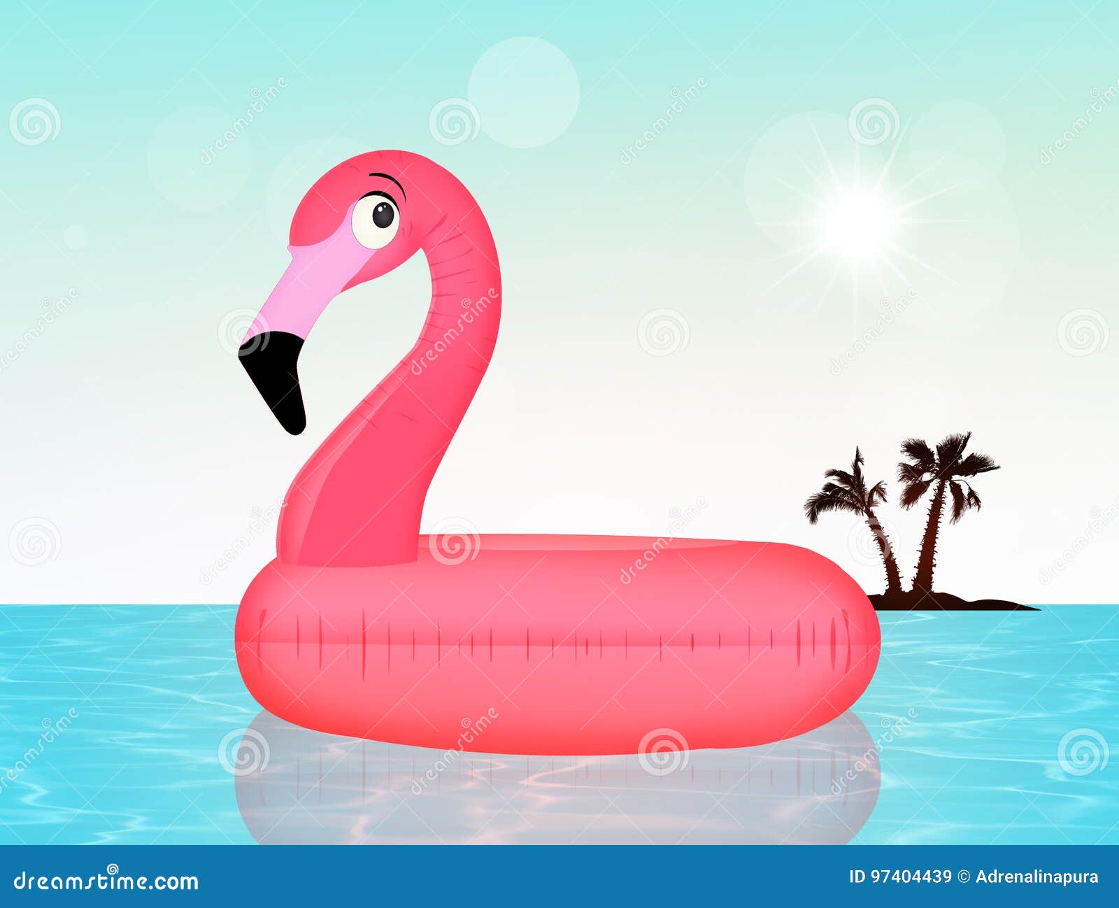 Inflatable pink flamingo stock illustration. Illustration of cute ...