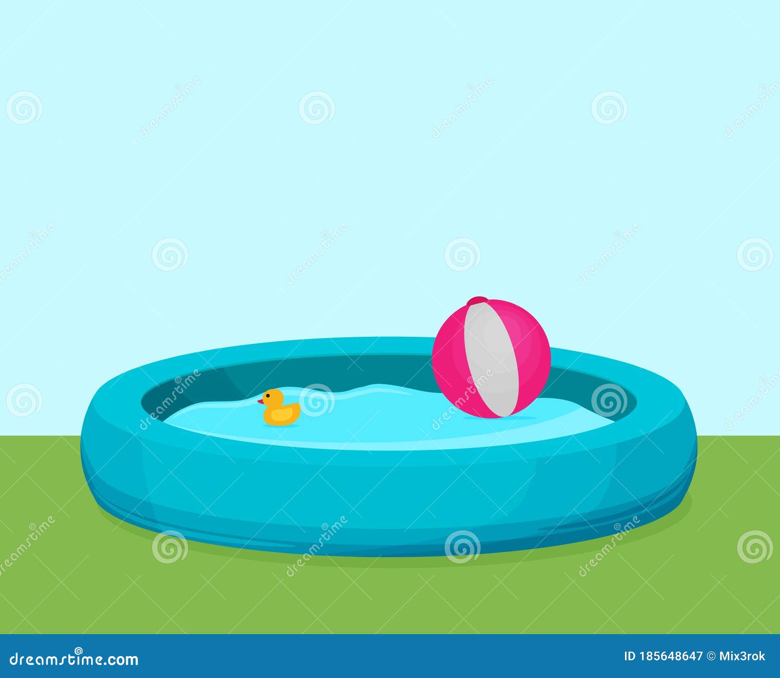 Inflatable Pool Vector. Flat Design Stock Vector - Illustration of pool ...