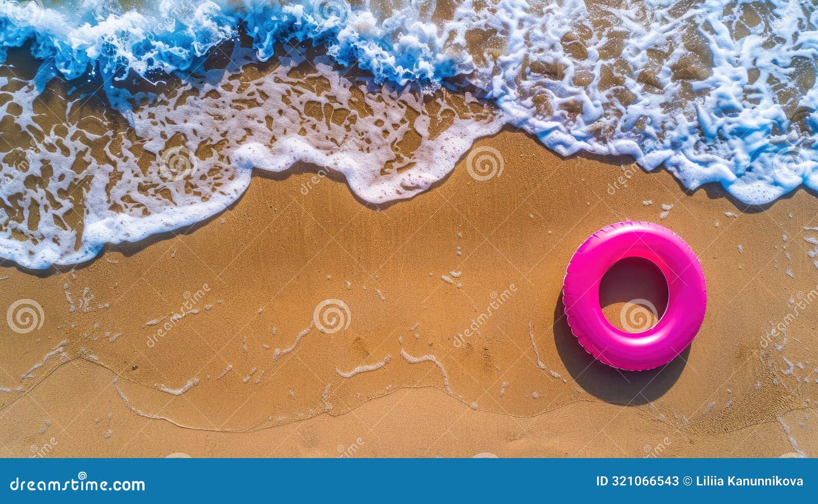 An Inflatable Ring on the Beach, with Waves and Sand Depicted, the ...