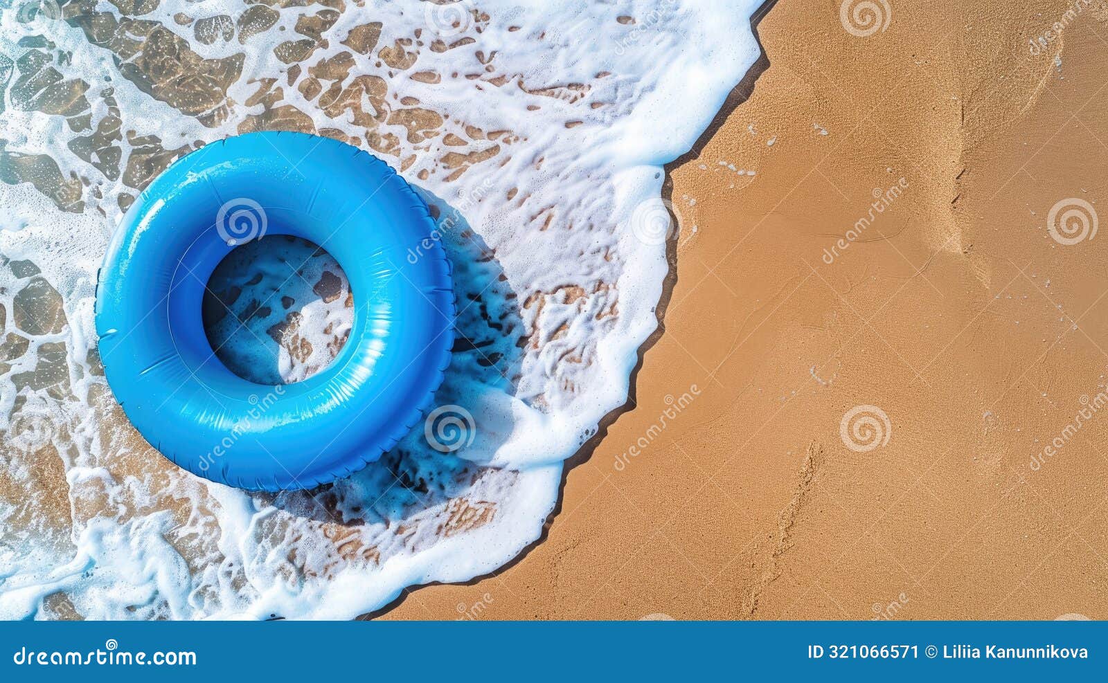 An Inflatable Ring on the Beach, with Waves and Sand Depicted, the ...