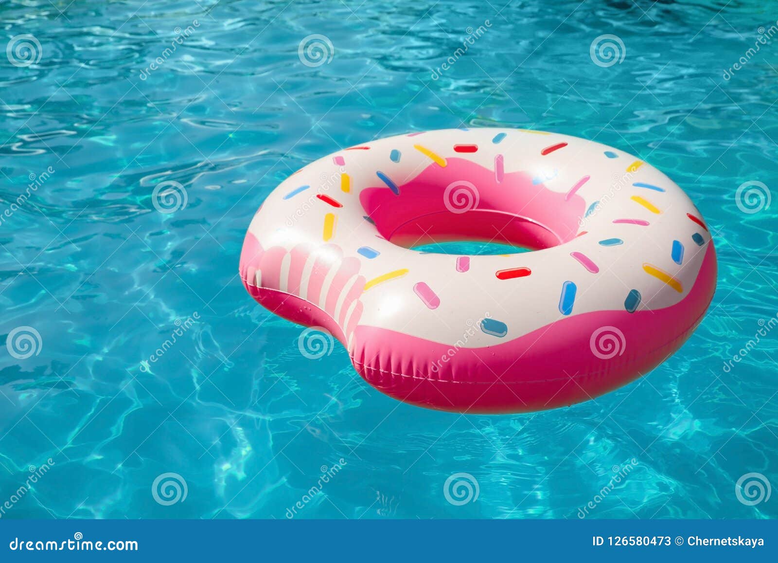 Inflatable Ring Floating in Swimming Pool Stock Image - Image of ...