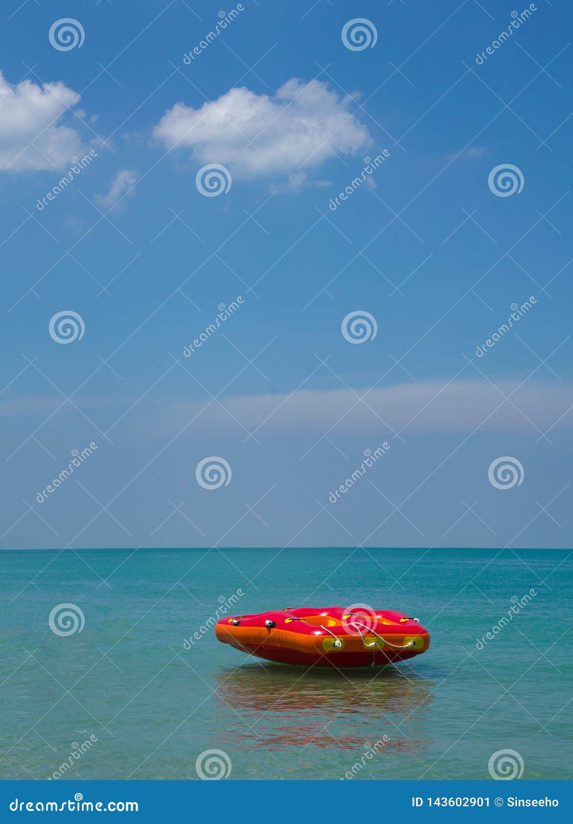 Inflatable Ring or Lilo in the Sea by the Beach Stock Image - Image of ...