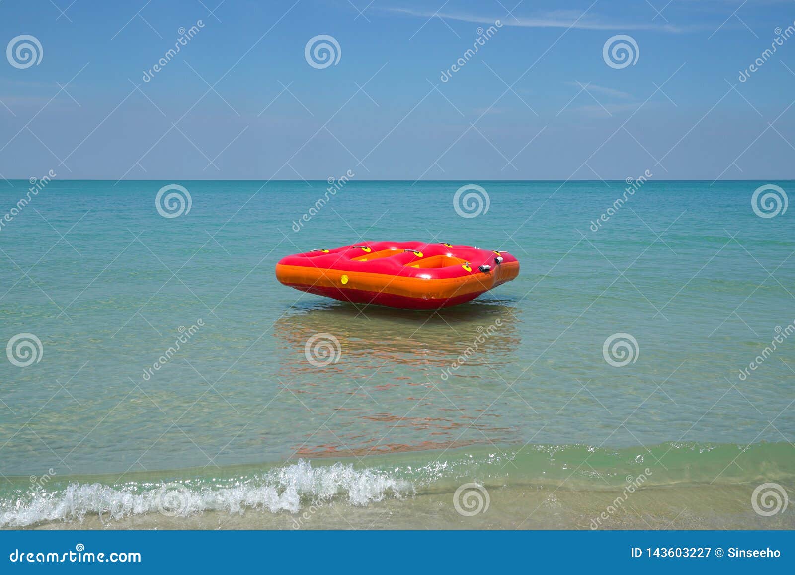 Inflatable Ring or Lilo in the Sea by the Beach Stock Image - Image of ...