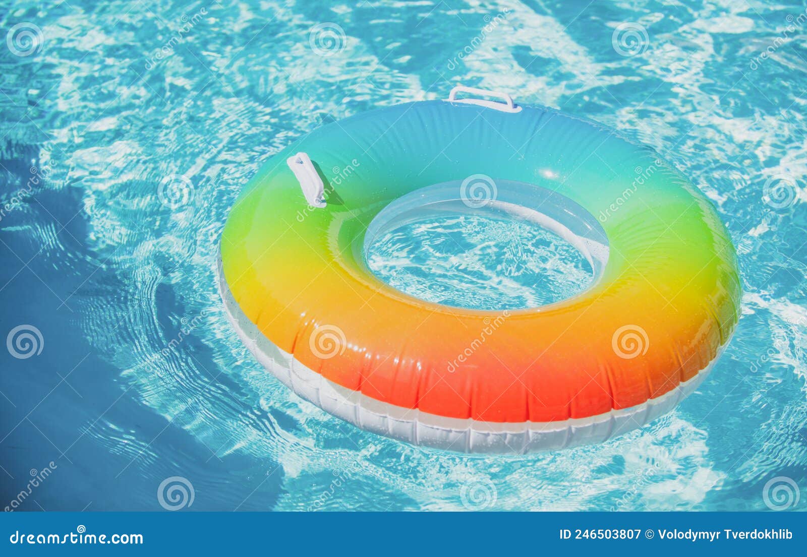 Inflatable Rubber Ring Floating in a Blue Water in Pool. Stock Image ...