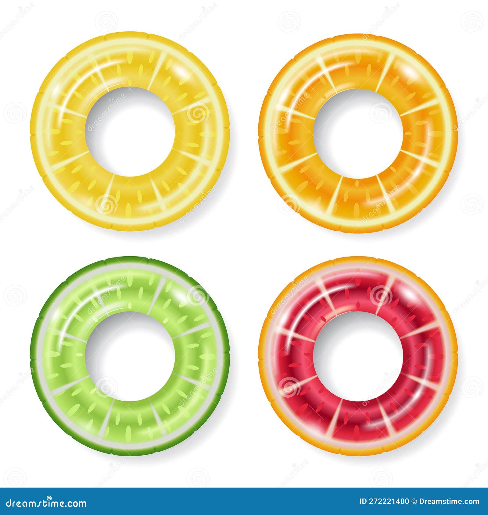 Inflatable Rubber Swimming Rings Set, Top View. Swimming Ring Set in ...