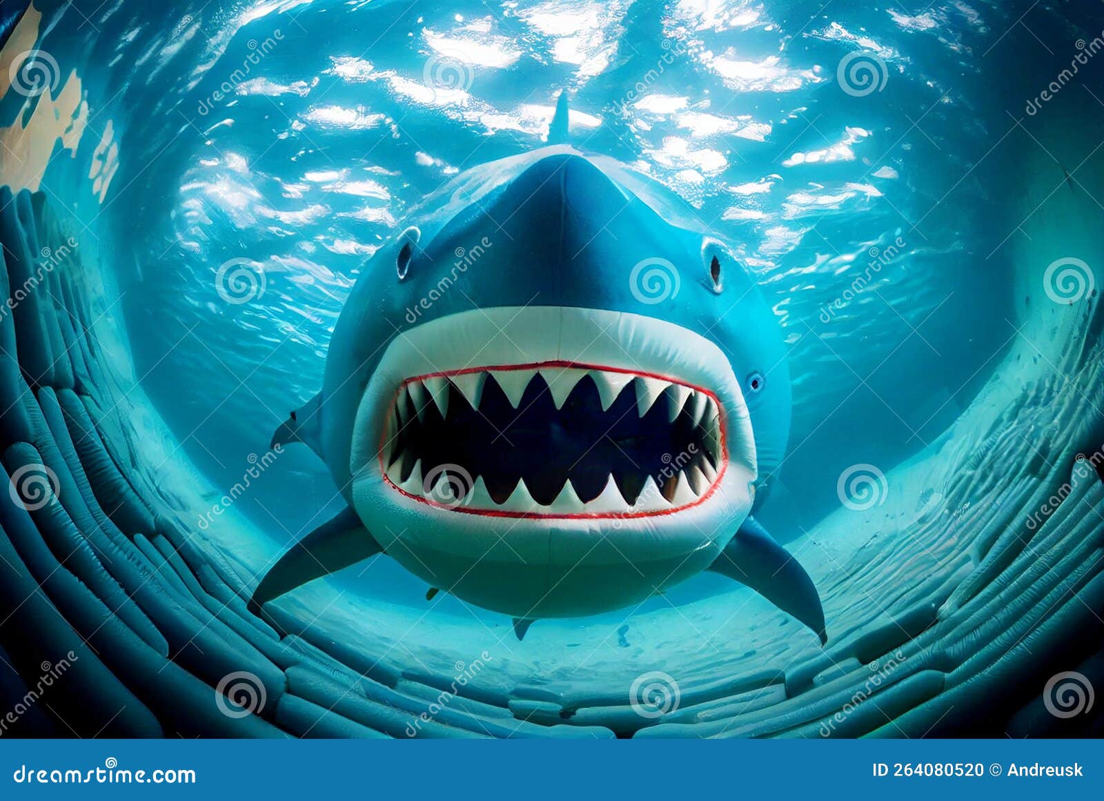 Shark In Pool Inviting Guests Vector Illustration | CartoonDealer.com ...
