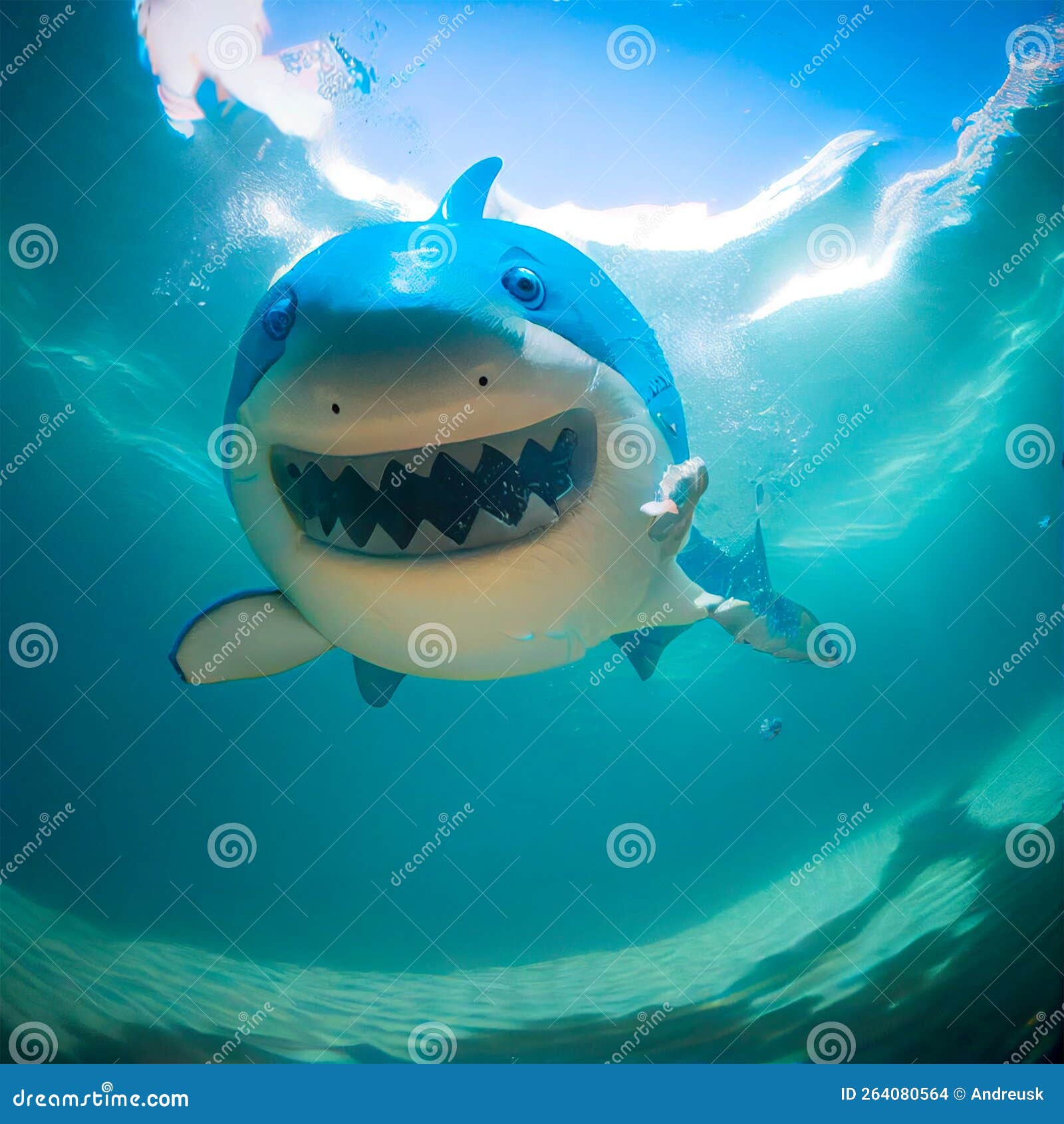 Shark In Pool Inviting Guests Vector Illustration | CartoonDealer.com ...
