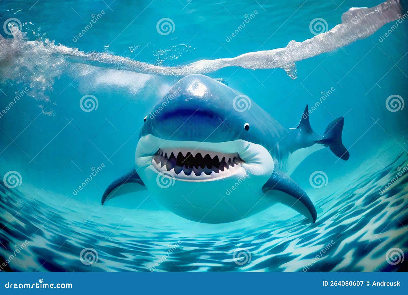 Shark In Pool Inviting Guests Vector Illustration | CartoonDealer.com ...