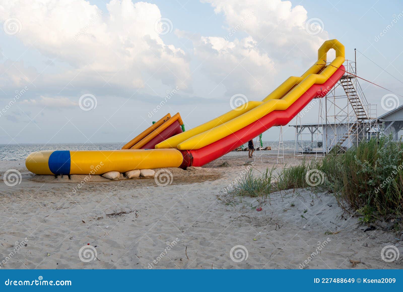 Inflatable Slide on the Sand by the Sea Stock Image - Image of vacation ...