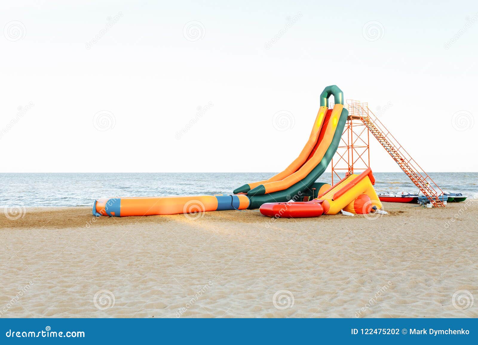 Inflatable Slide on the Sea, the Sea Shore Stock Photo - Image of ...