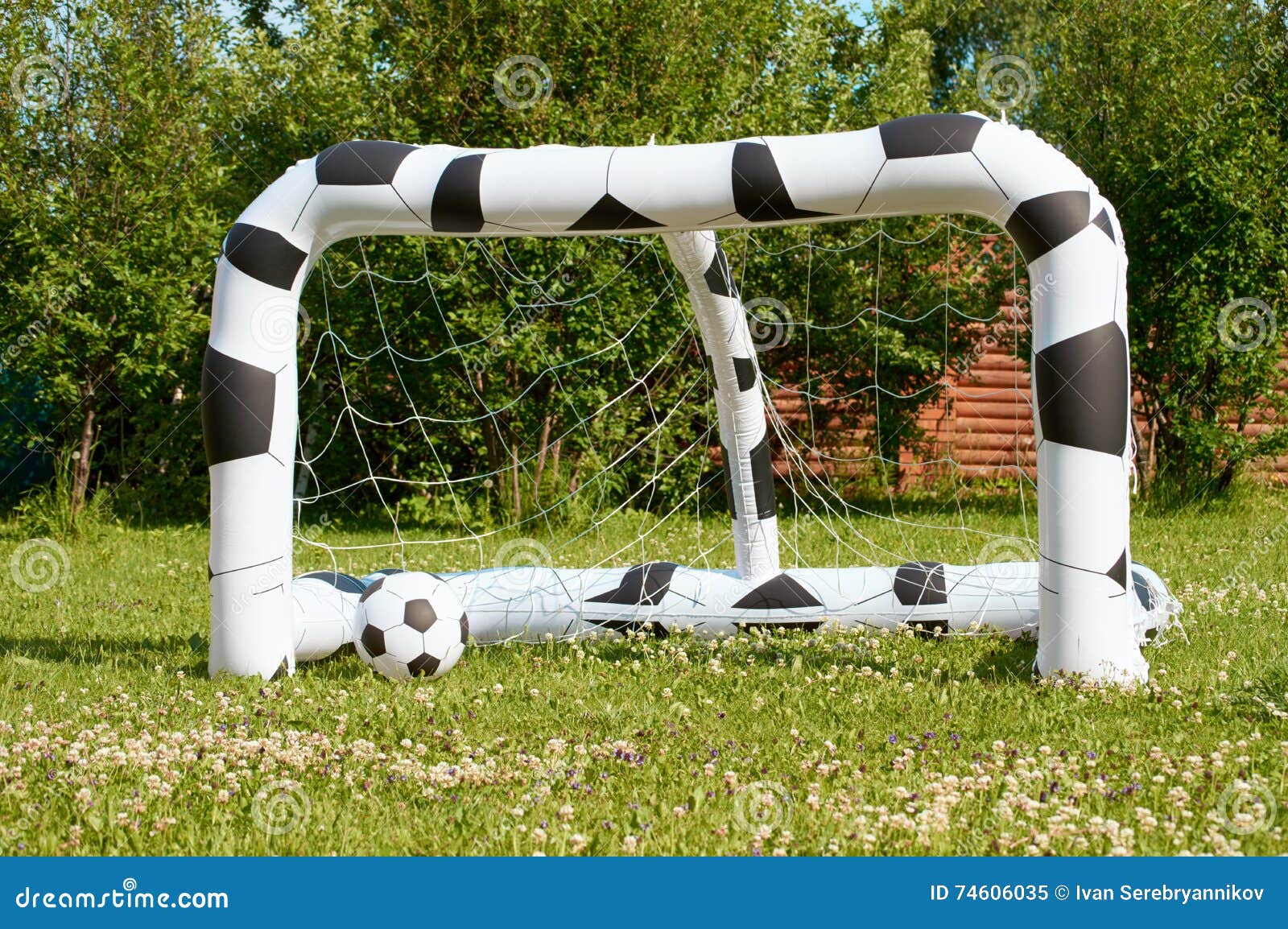 Inflatable Soccer Ball and Goal Stock Image - Image of ball, life: 74606035
