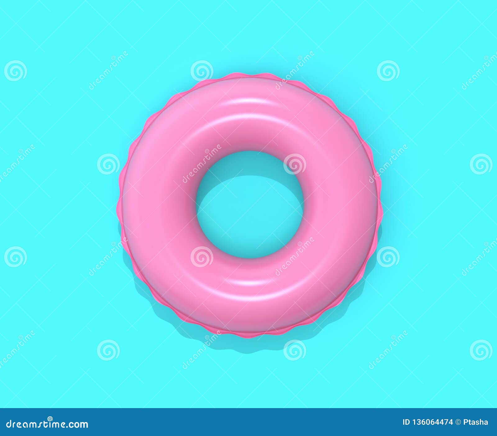 Pink Swimming Ring on Blue Background, Clipping Path Included Stock ...