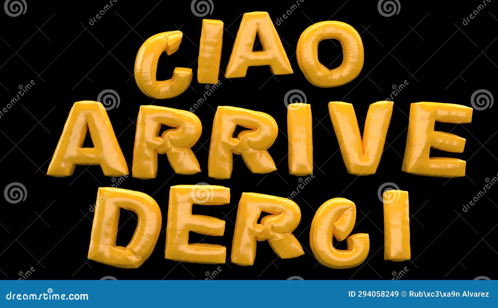 Inflatable Text Hello and Bye in Italian Language. Balloon Text ...