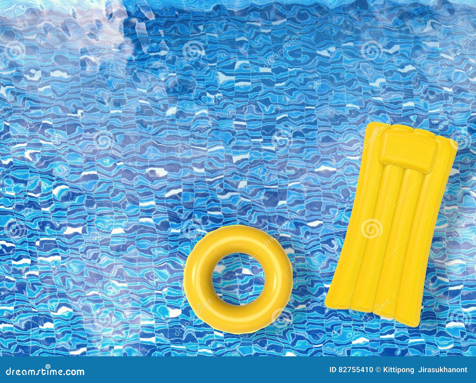 Inflatable Toys Floating on Pool Top View Stock Illustration ...