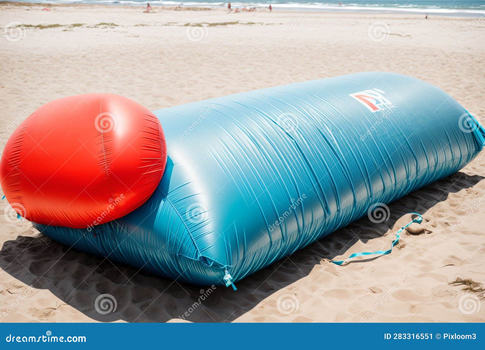 Deflated Beach Ball With Earth Map And Red Pump Stock Illustration ...