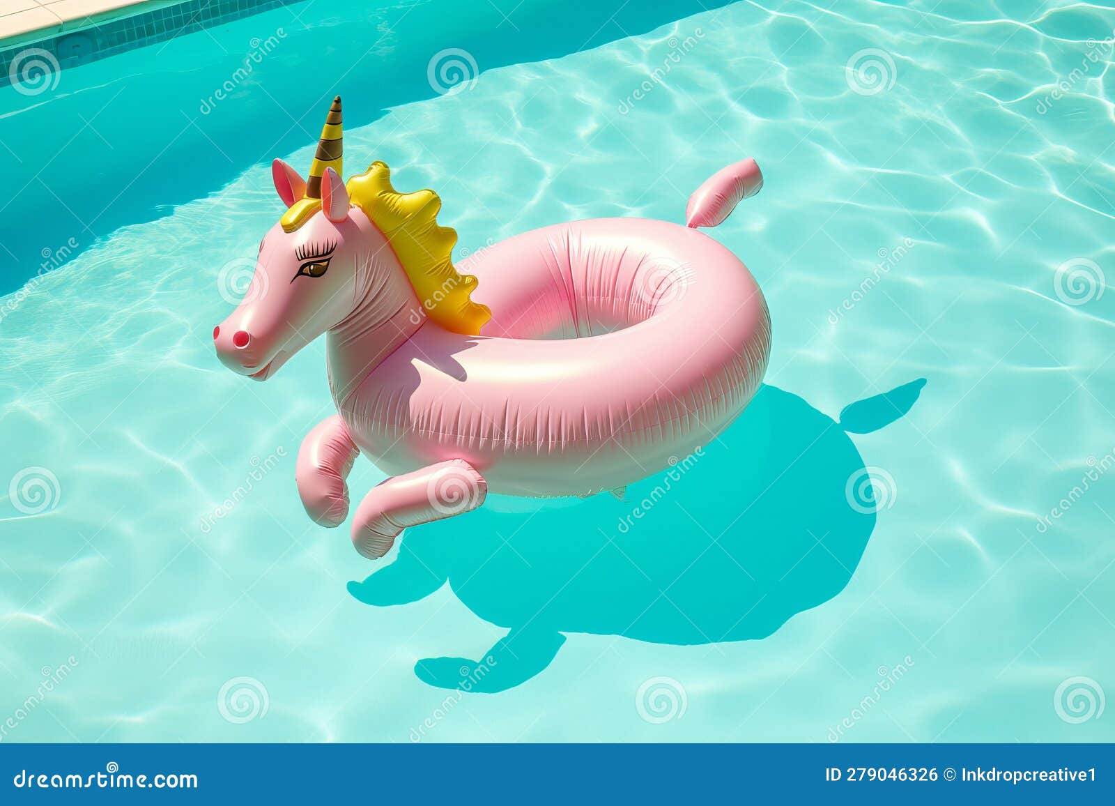 Inflatable Unicorn Pool Float. Summer Vacation Stock Illustration ...