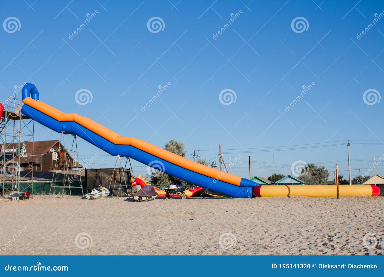 Inflatable Water Slide on the Beach Editorial Image - Image of kids ...